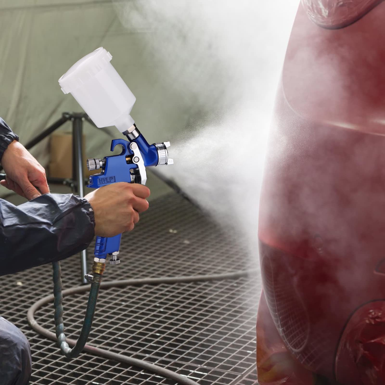 ENDOZER General Purpose Mini HVLP Spray Guns Auto Car Detail Paint Sprayer Spot Repair with 0.8mm Nozzle 125CC