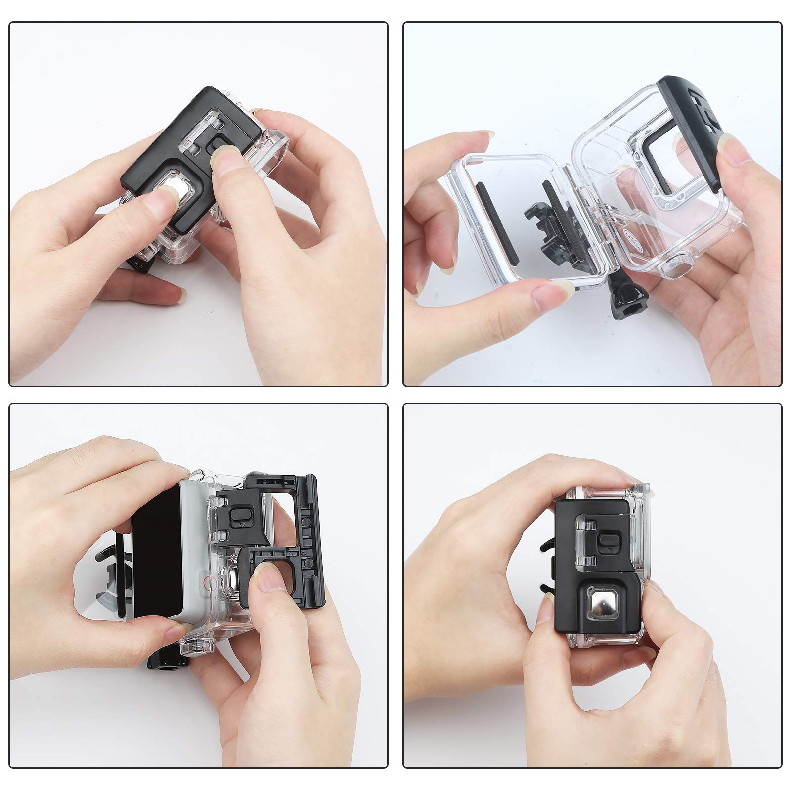 D&F Waterproof Housing Case for HERO7 White & Hero 7 Silver, 30M Underwater Photography Protective Shell with Screen Protector Films and Anti-Fog Inserts Accessories