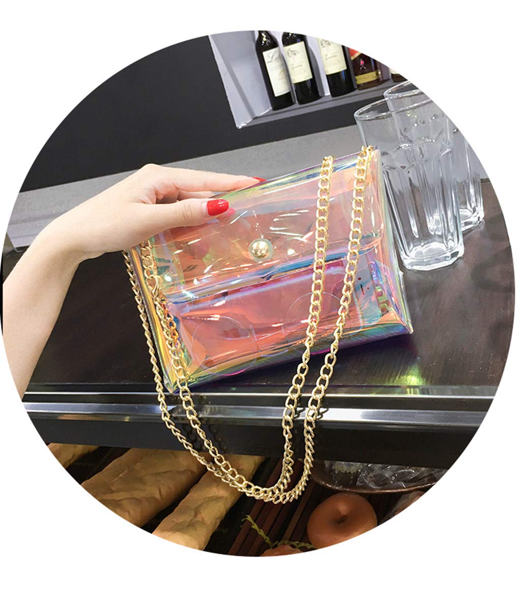 Women's PVC Holographic Cross Body Purse Shoulder Bag Clear Bag with Small Interior Bag