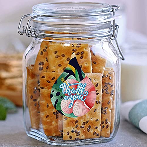 Drop-Shaped Thank You Sticker roll, Business Sticker, Bubble Envelope and Gift Bag Packaging Label, 500 Labels, Each 1.5 inches in Diameter, 6 Different Patterns (500pcs / 6style)