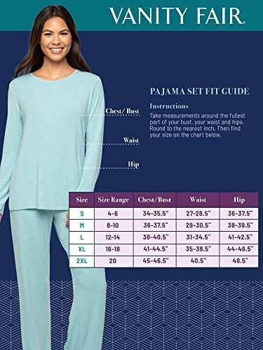 Vanity Fair Women's Beyond Comfort Modal Pajama Set (Short & Long, Long Sleeve-Black, Medium
