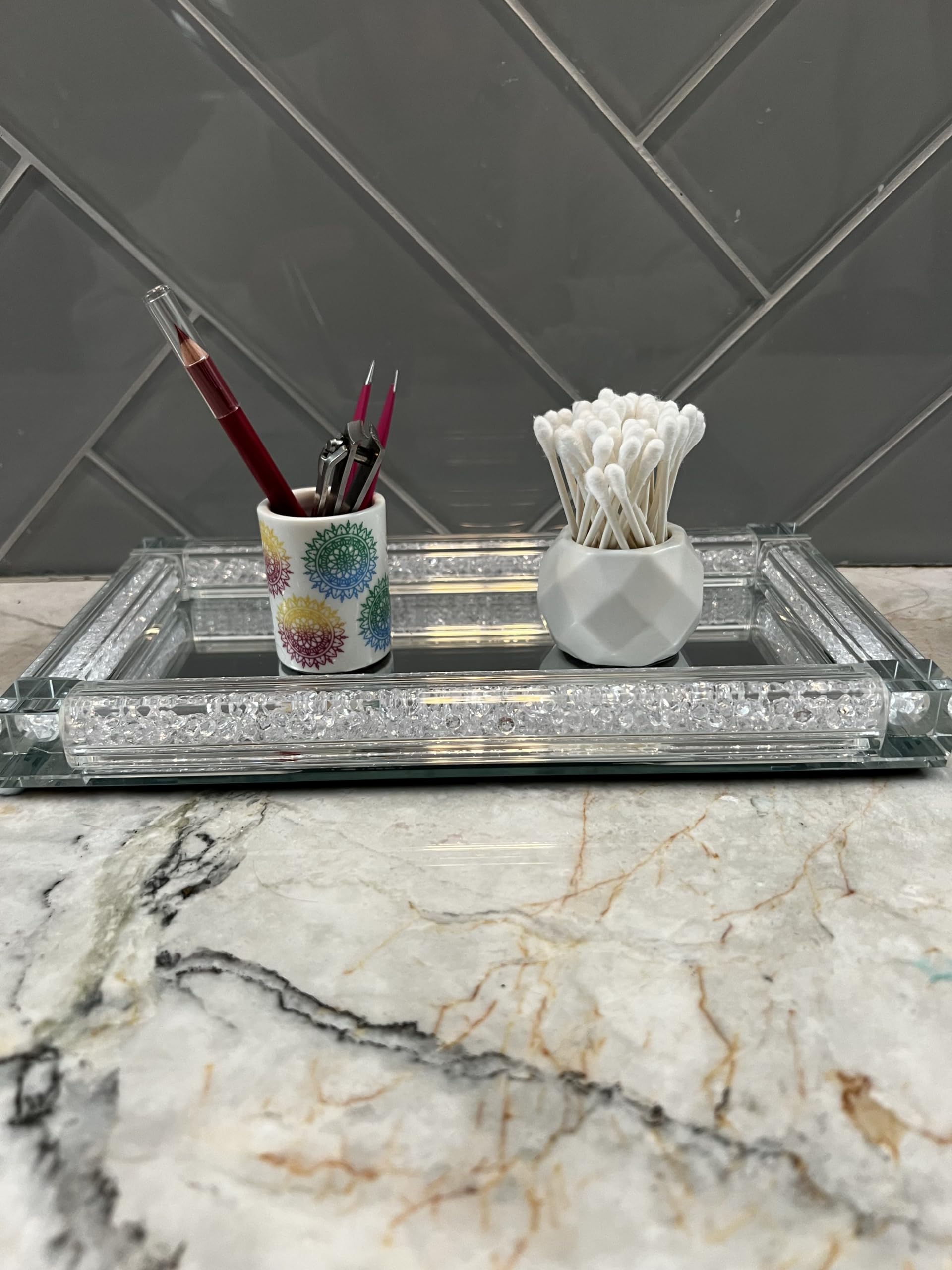 Home Haven Decorative Qtip Holder - Classic White Oval Design - Q Tip Holder for Bathroom, Floss Pick Holder, Flosser Holder, Q-tip Holder, Q Tips Holder, Qtips Holder, Adorable 2" Qtip Jar