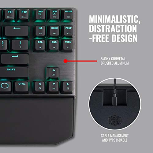 Cooler Master MK730 Tenkeyless Gaming Mechanical Keyboard with Red Switches, Cherry MX, RGB Per-Key Lighting and Removable Wrist Rest