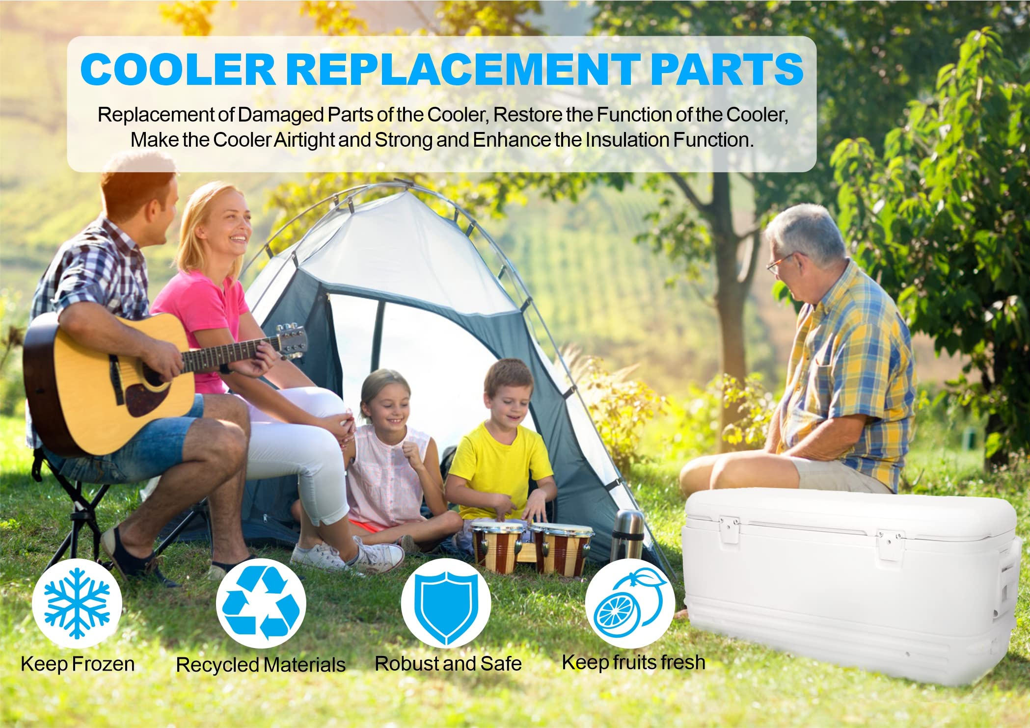 Cooler Replacement Parts Kit, Ice Chest Plastic Hinges, Latch Posts, Threaded, and Triple-Snap Drain Plug. Compatible With Igloo Cooler. Best Option for Repairing and Replacing Multiple Cooler Parts.