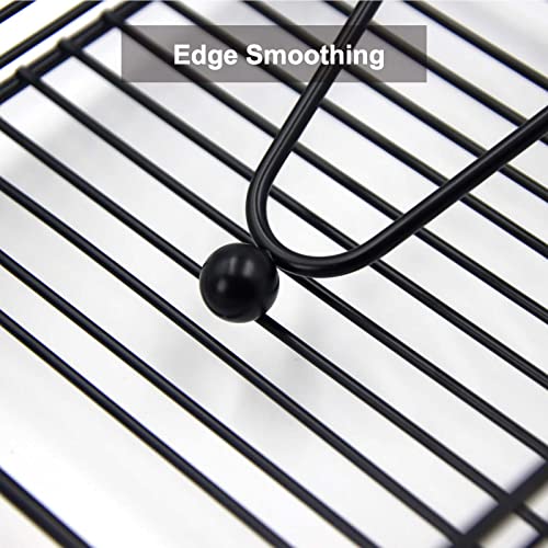 Napkin Holder for Table, Simple Design Black Iron Napkin Holder, Napkin Holders for Paper Napkins, Elegant Flat Paper Napkin Holder for Table, Kitchen, Countertops & Outdoor Tables,Line 7”x 7”