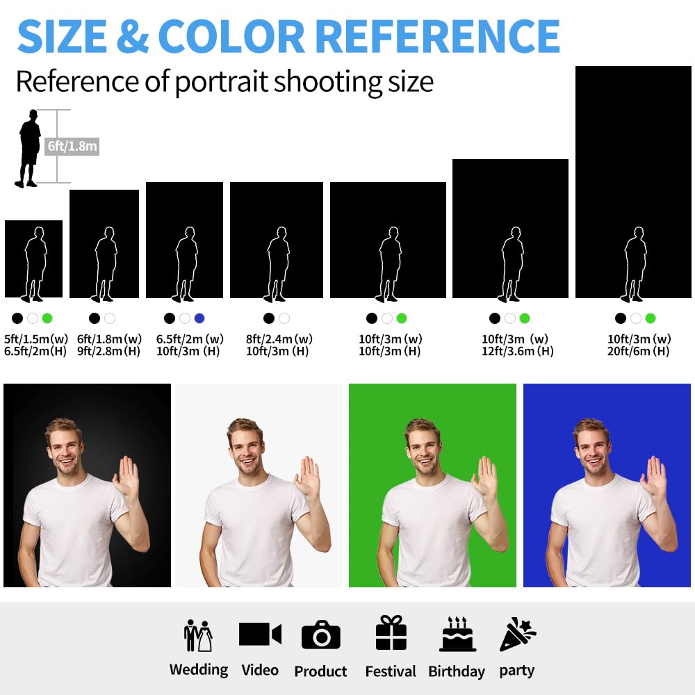 Hemmotop Green Screen Backdrop, 10 x 20 ft Chromakey Greenscreen Background,Large Seamless Green Backdrop Background Cloth,for Photography,Zoom,Live Streaming
