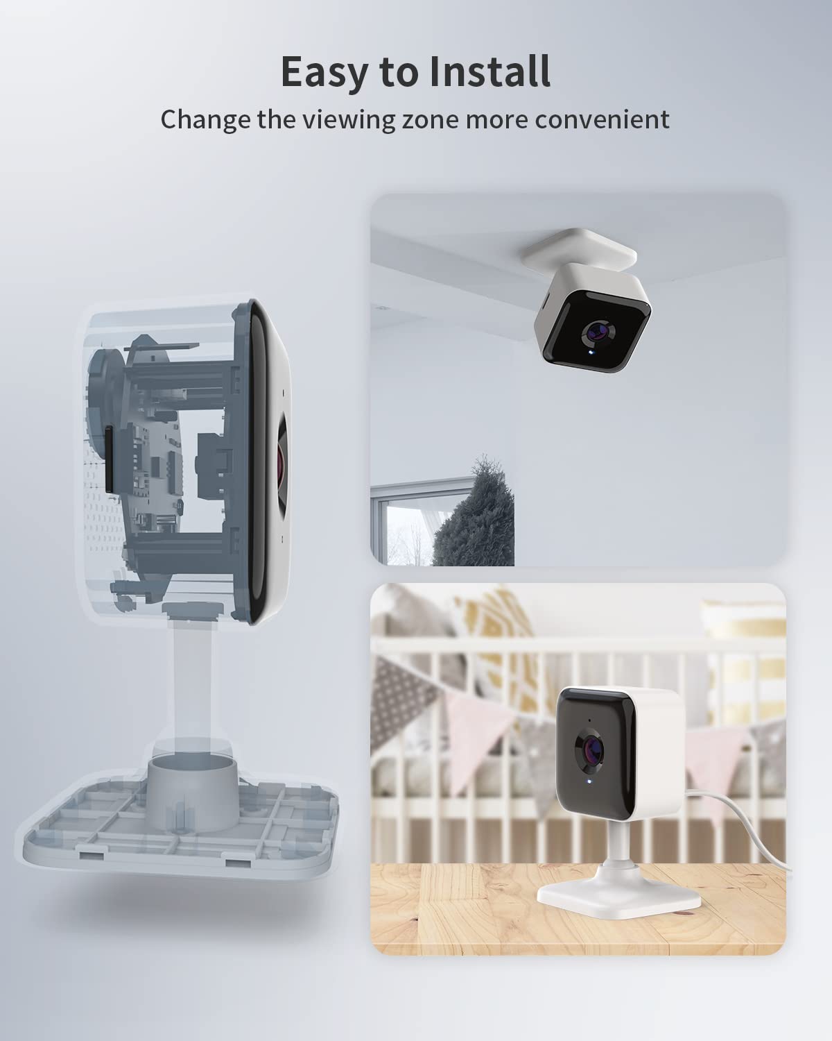 Xbro Security Camera/Baby Monitor, 1080P HD Indoor Camera Includes Night Vision, Motion &Sound Detection, 2-Way Audio, Cloud & SD Card Storage, Compatible with Alexa and Google Assistant