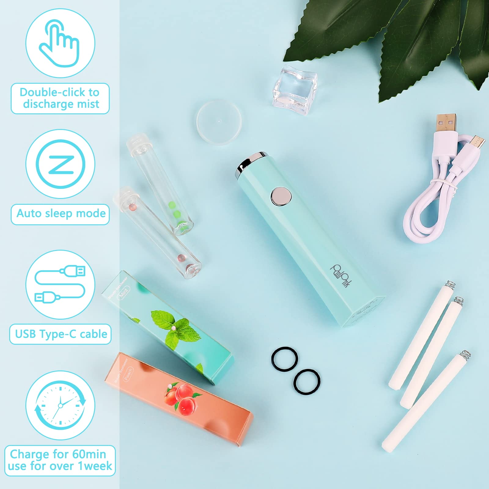 RIILPIIK Electronic Breath Freshener Spray New Generation Nano-Level Atomization Mouth Mist Spray FDA Safe Rechargeable Portable Easy to Use Naturally Formulated Scent Beads Bad Breath Saver