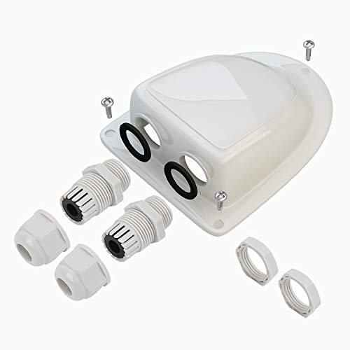 Haoguo ABS Solar Double Cable Entry Gland for All Cable Types 2mm² to 6mm² for Solar Panels on RV Camper Van Travel Trailer Boat Cabin-White