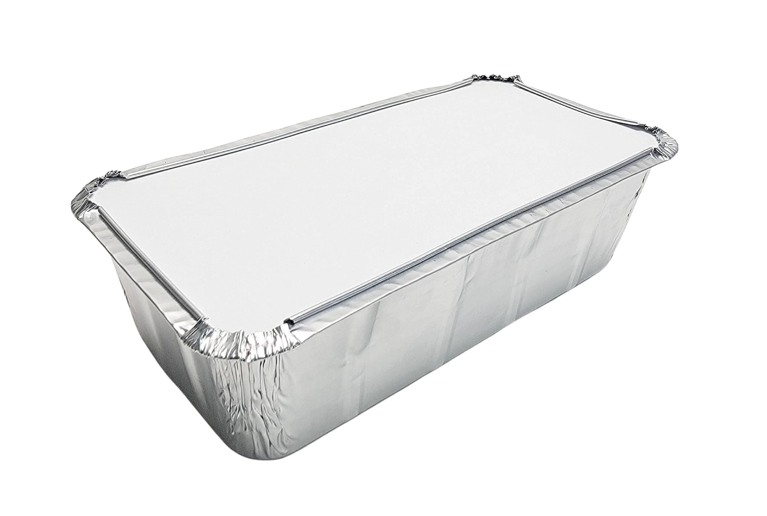 D&W Fine Pack Disposable 2 lb. Aluminum Foil Closeable Loaf Pan with Board Lid - 33 Ounces - Perfect for Baking Breads, Cakes, Food (Pack of 500)