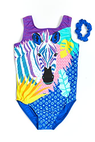 Destira Girls Gymnastic Leotards, Mod Zebra Multicolored Striped Zebra Head Dance, Ballet Tank, Adult Small