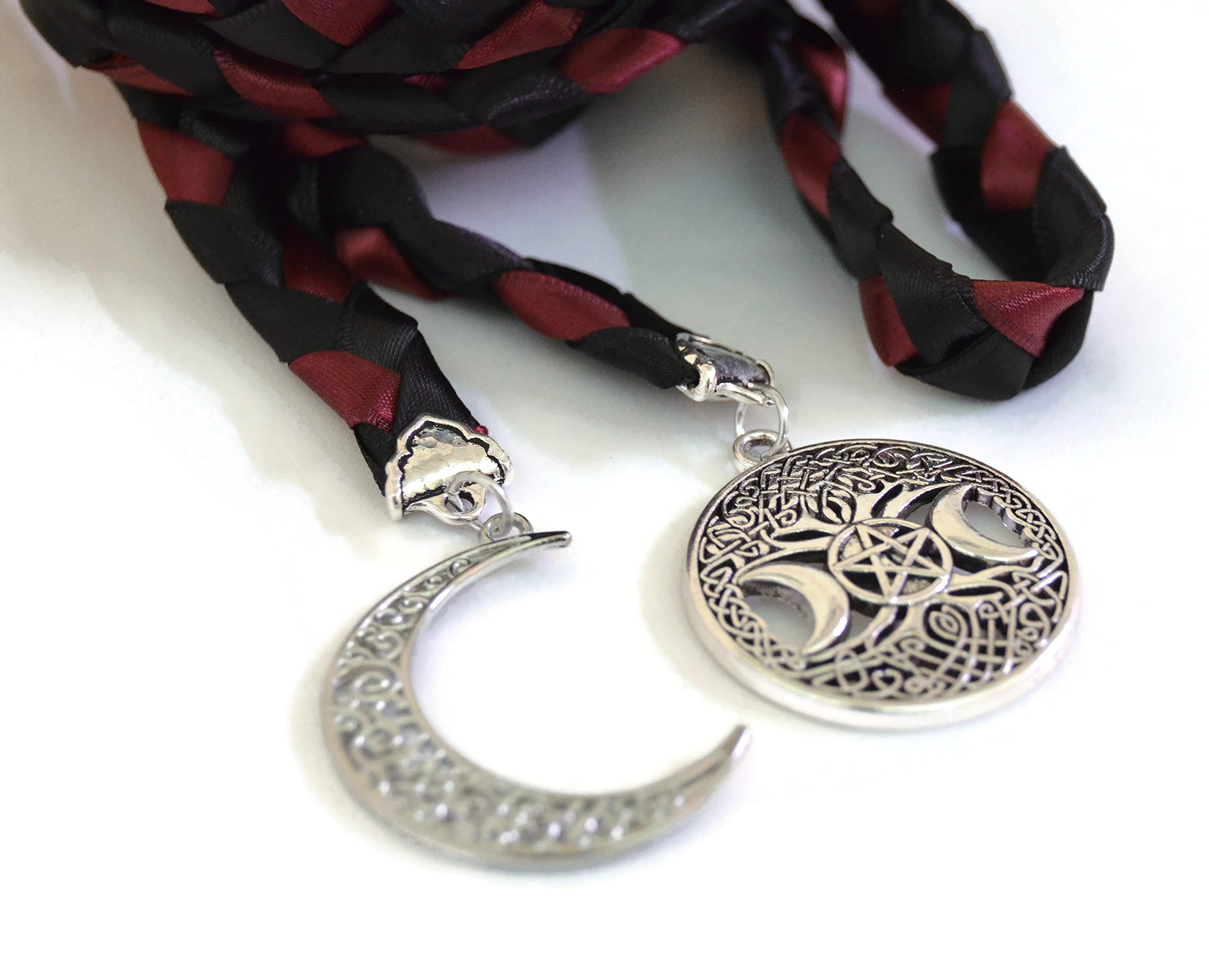 Divinity Braid Black Burgundy Triple Moon Goddess Wedding Handfasting Cord #Wedding#DivinityBraid #Celtic #Handfasting #Wedding #Pagan #HandfastingCord, HF-020