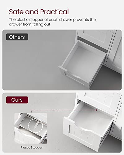 VASAGLE Bathroom Floor Storage Cabinet, Bathroom Storage Unit with 3 Drawers, Bathroom Cabinet Freestanding, Adjustable Shelf, 11.8 x 23.6 x 35.4 Inches, White UBBC542P31