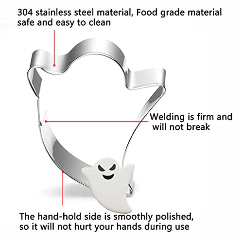 Halloween Cookie Cutters,5 Pcs Halloween Cookie Cutters Set for Baking,Pumpkin Cookie Cutters,Ghost Cookie Cutter,Stainless Steel Skull Cat Bat Shapes Halloween Cookie Cutters for kids