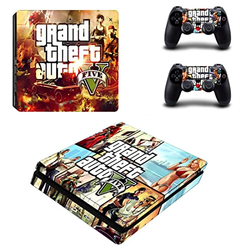 For PS4 SLIM - Game Grand GTA Theft And Auto PS4 or PS5 Skin Sticker For PlayStation 4 or 5 Console And Controllers Decal Vinyl DUC-5741