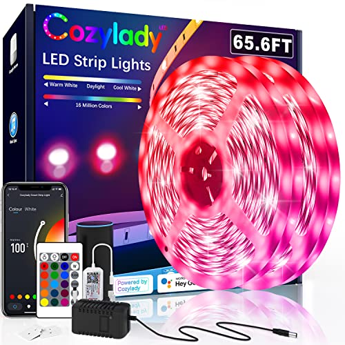 Cozylady LED Strip Light, LED Light Strip for Bedroom, Kitchen(65.6ft, RGB)