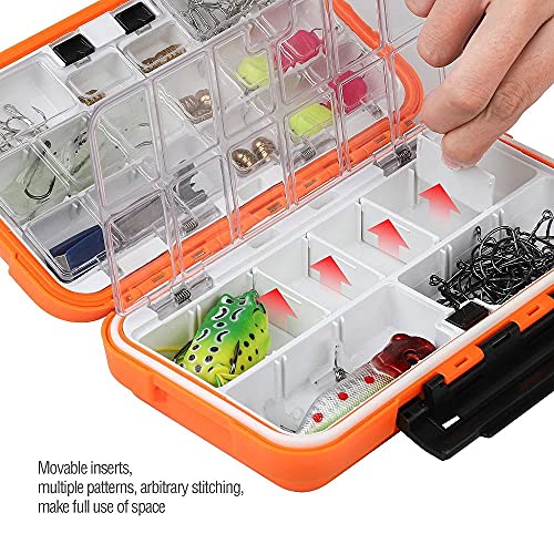 Fishing Tackle Box Fishing Accessories Multifunctional Opening and Closing Bait Box Bait Accessory Box(L,Grey)