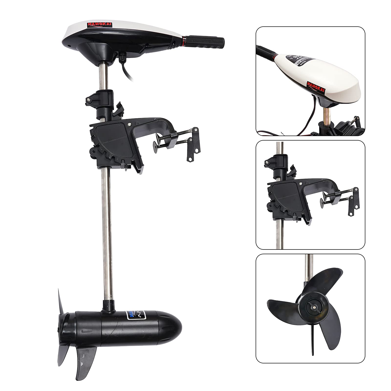 Electric Trolling Motor 12V 65lbs Thrust Transom Mounted with Adjustable Handle Fishing Boat Engine Marine Propeller for Fishing Boats Kayak Inflatable Boat No Battery (65lbs)