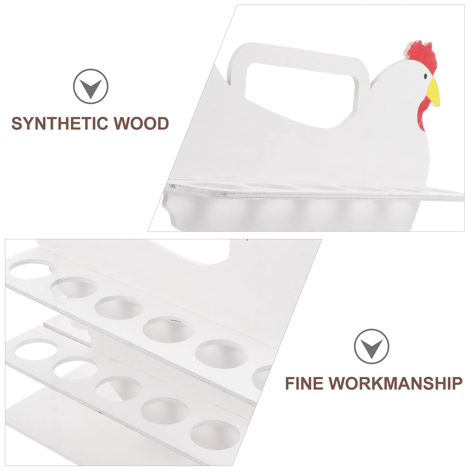 Hemoton 1pc Egg Rack Egg Tray for Refrigerator Wood Egg Tray Countertop Egg Dispenser Egg Dispenser for Refrigerator Decorative Tray Egg Stand Kitchen Supplies White Synthetic Wood Desktop