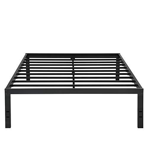 PrimaSleep 18 Inch Tall Metal Bed Frame/Dura Steel Slat/Anti-Slip Support/No Box Spring Needed, Queen, Black