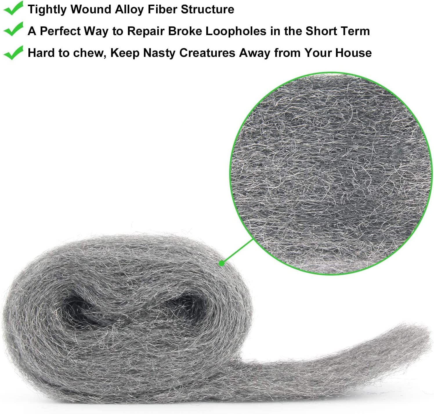 Steel Wool for Mice Control 2 Pack 2.2" x 16Ft with Gloves,DIY Fill Fabric Kit for Gap Blocker, Vents, and Wall Cracks, Flexible and Durable, Ideal for Garden, House, Garage, Keeps Mice Away