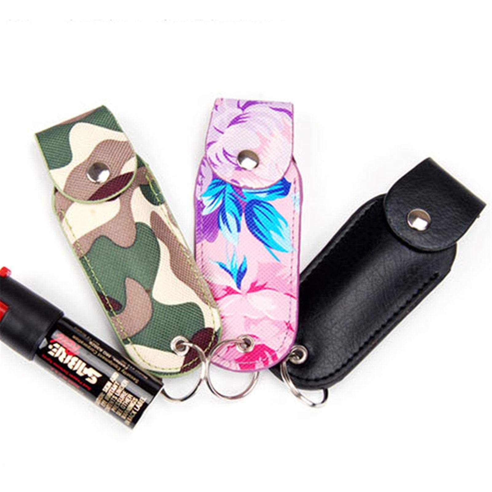 Doukedge Spray Pouch OC/Mace Spray Holder Leather Case for MK3 Canister, Soft Case & Key Ring Pepper Spray Belt Holster (Pepper Spray Not Included, Random Color)