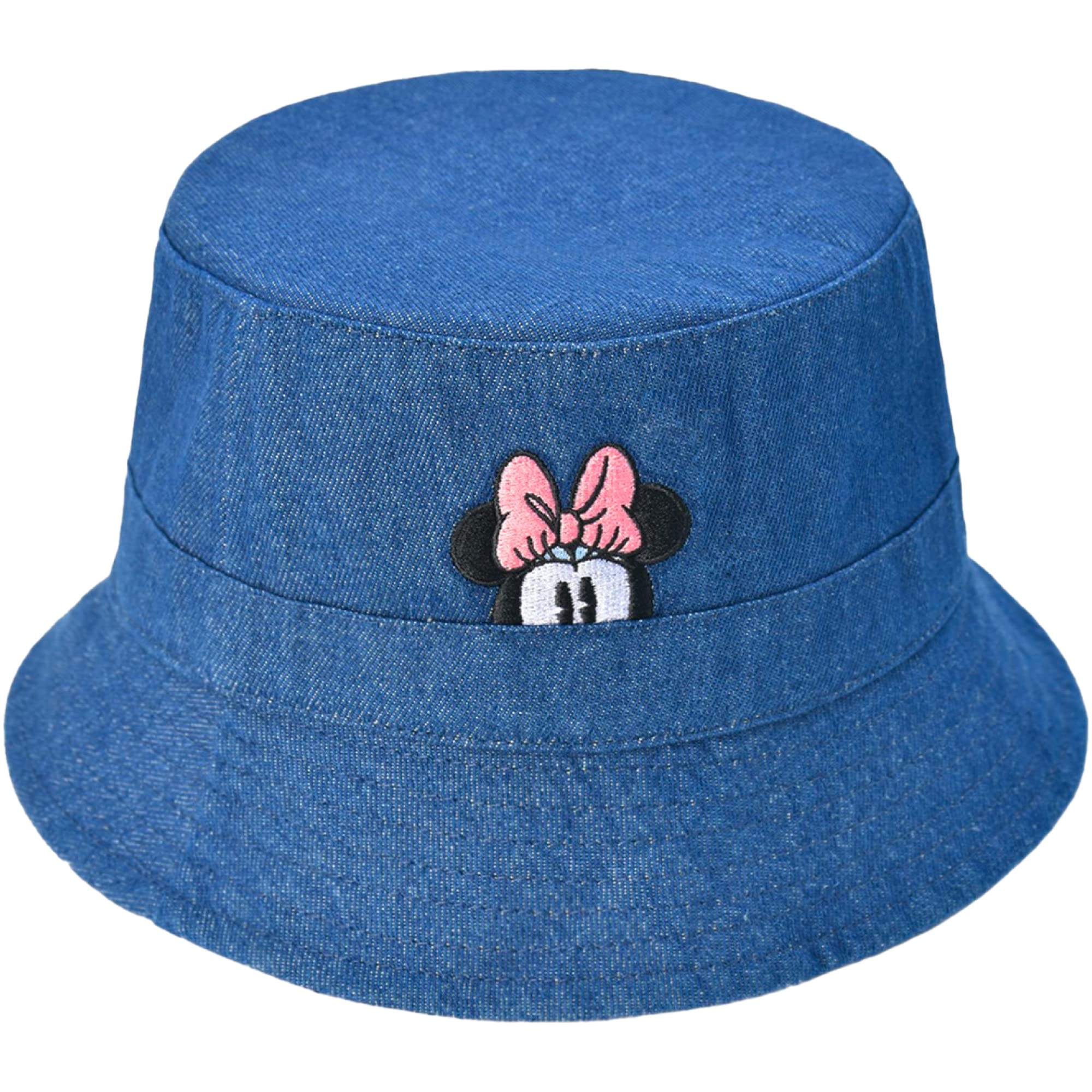 Disney Minnie Mouse Bucket Hat, Packable Travel Hat, Wide Brim Summer Hat Blue Denim