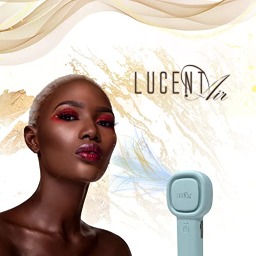 Lucent Air Handheld Fan with Power Bank – Matte Blue – Bladeless 2 in 1 Personal Fan for Travel, Office – 4000mAh Rechargeable USB Fan – Ultra-Quiet Cooling Fan – Non Slip Base Mini Fan