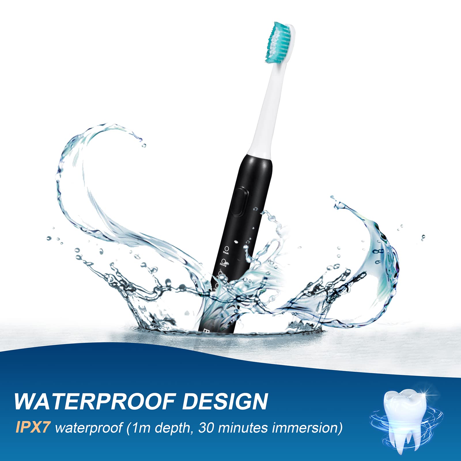 Eoryeo 2 Pack Electric Toothbrush , 30000VPM, Including 12 Brush Heads, 5 Modes, Smart Timer
