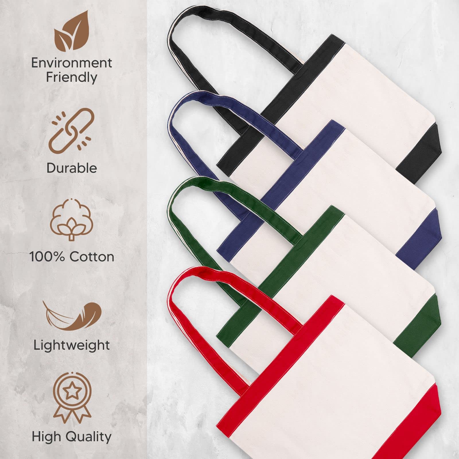 CUSTOMIZE123 Canvas Tote Bag with Handles for Woman, Reusable Cloth Bag for Groceries and Shopping - Blank Cotton Tote Bag, Suitable for DIY Projects β HEAVY DUTY β 16" X 14.5" With 4β Gusset, Green