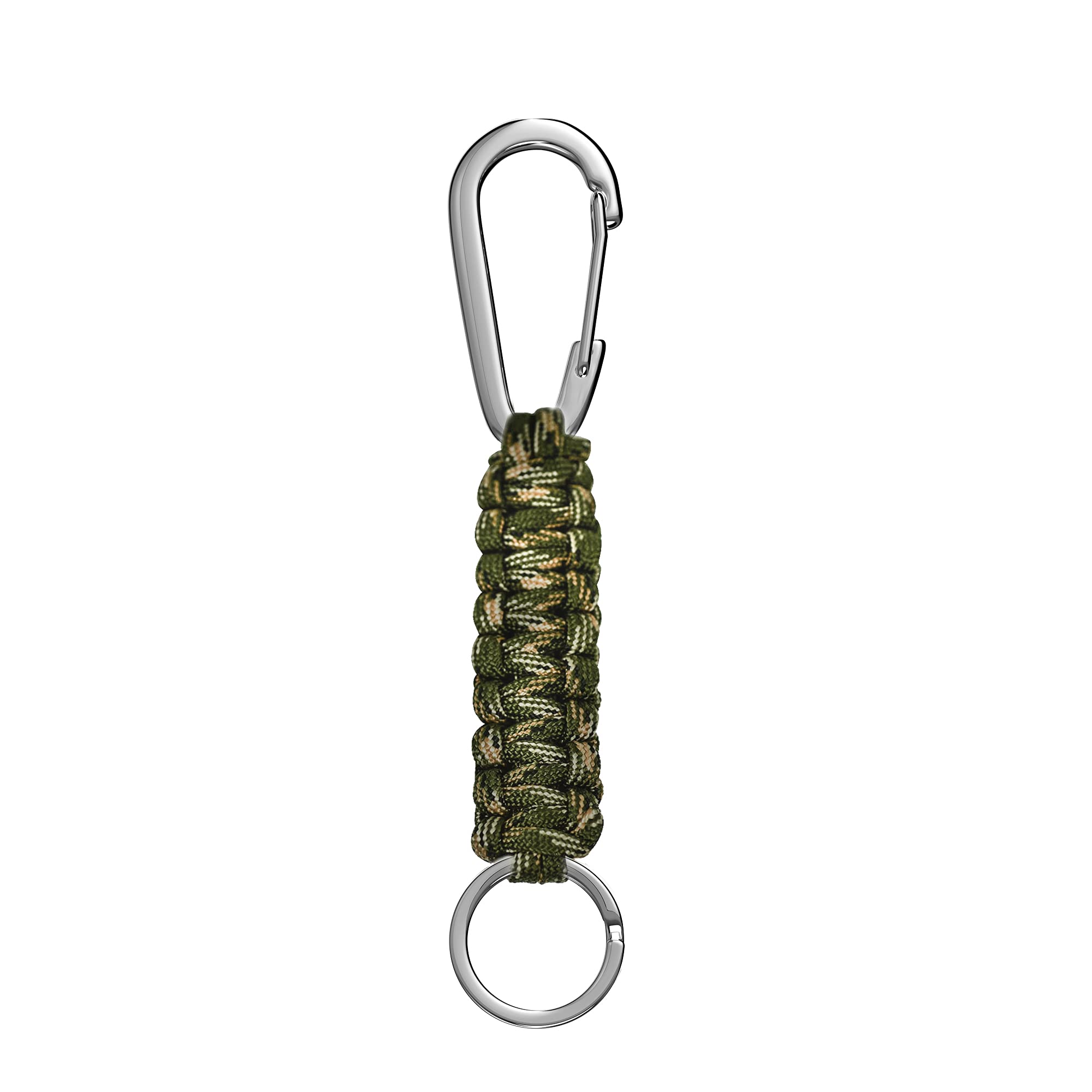 Divoti Steel Hawk Heavy Duty 550 Paracord Keychains w/Stainless Steel Carabiner, Key-Ring – Survival, Motorcycle Accessories - Camo