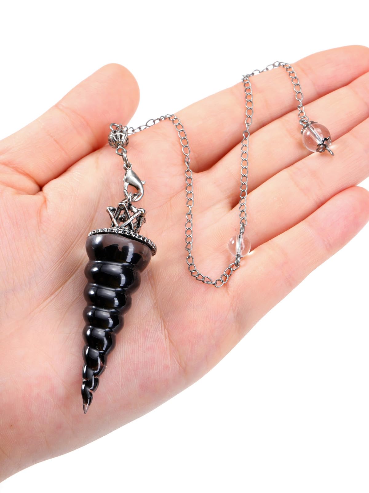 CrystalTears Amethyst Crystal Pendulum for Divination Healing Crystal Spiritual Point Gemstone Resin Dowsing Pendulum Crystal for Witchcraft Reiki Healing Meditation