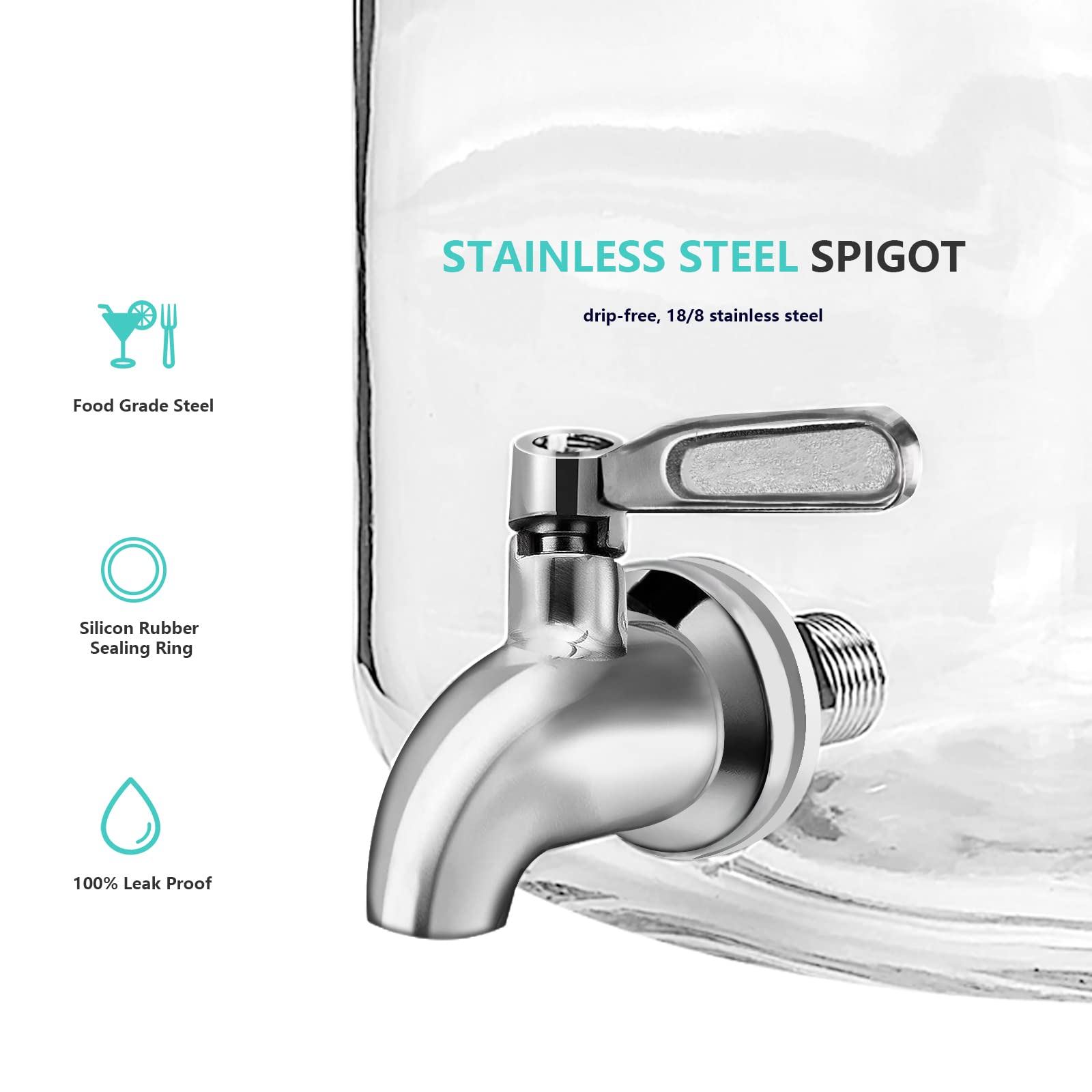 Glass Drink Dispenser for Parties, 1 Gallon Glass Beverage Dispenser with Spigot and handle,Glass Water Dispenser, Juice Dispensers for Fridge, Lemonade & Laundry Detergent Dispenser (1Pack)