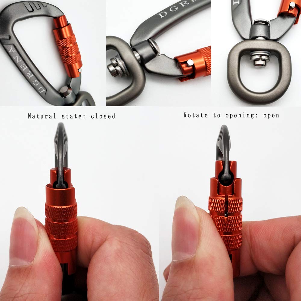 DGRENA Carabiner, Keychain, Spring Buckle,Made of high Hardness Aluminum which is Suitable for hammocks, Home Tools, Camping, Hiking, utilities, and etc. (Gray)