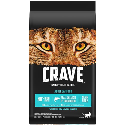 CRAVE Grain Free Adult High Protein Natural Dry Cat Food with Protein from Salmon & Ocean Fish, 10 lb. Bag