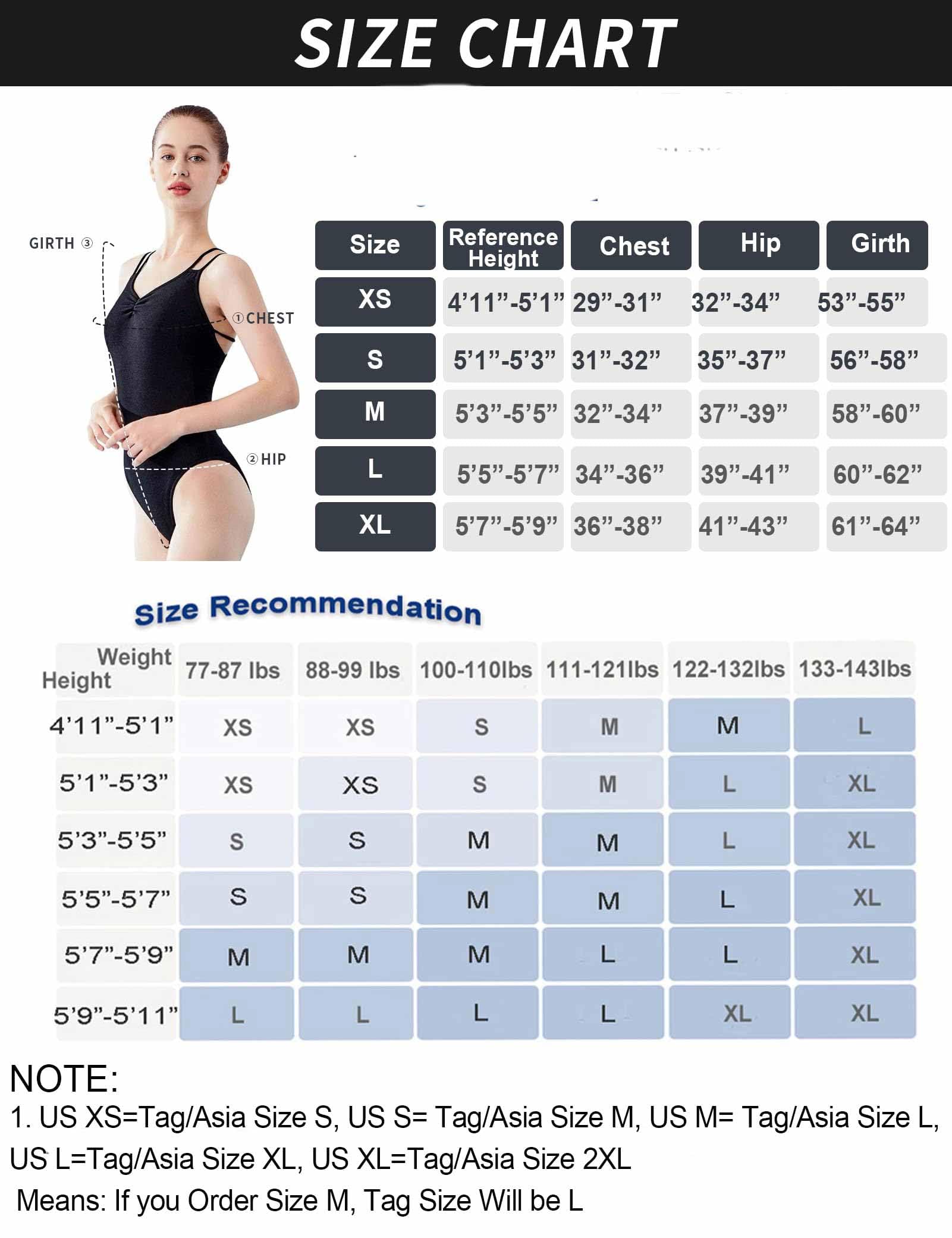 Daydance Adult Black Dance Leotards for Women, Nylon Spandex Ballet Attire for Training