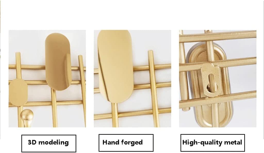 EAUSO Coat Hooks Wall Mounted Metal Coat Hook Wall Mounted Coat Rack Hanger Golden Heavy Duty Entrance Hook for Clothes Hat Key Towel and Bag Wall Hooks Door Hooks Coat Rack (Size : 7hooks) 7hooks