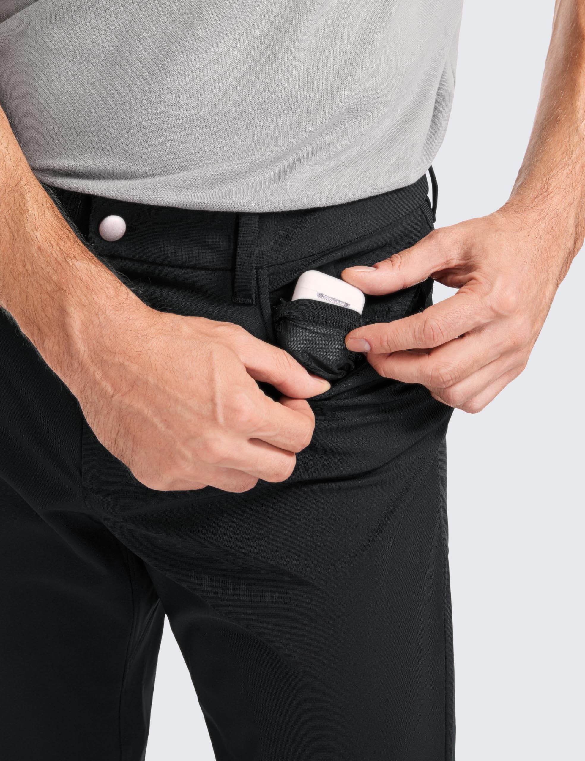 CRZ YOGA Men's All Day Comfy Golf Pants with 5-pocket - 34'' Quick Dry Lightweight Casual Work Stretch Pants Black 38W x 34L