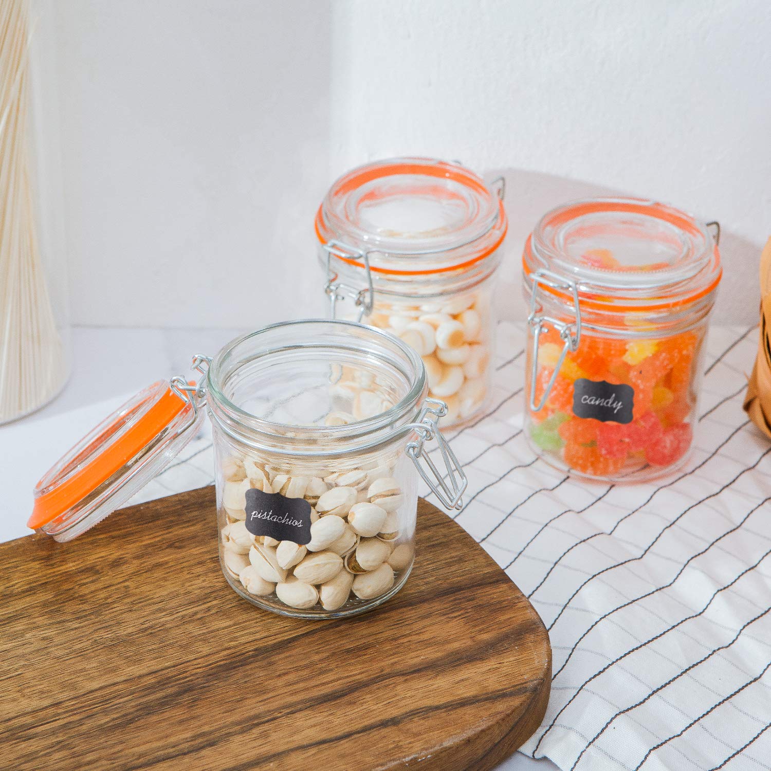 Glass Jars With Airtight Lids,Encheng Mason Jars 8 oz,Glass Jars With Leak Proof Rubber Gasket 250ml,Storage Jars With Hinged Lid for Home and Kitchen,Glass Containers With Lids 12 Pack
