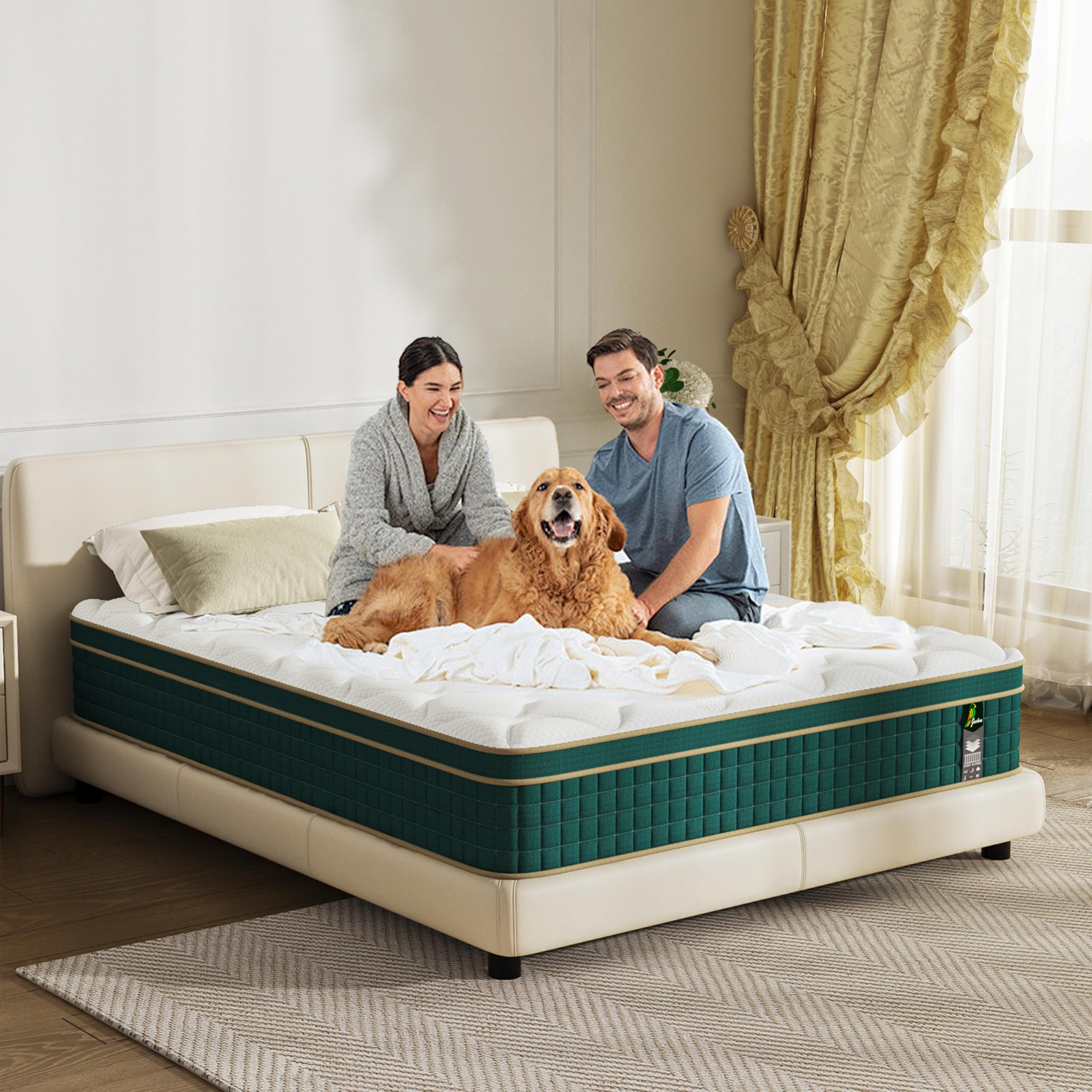 JEEKEA King Mattress in a Box - 14 Inch King Size Memory Foam Mattress - Hybrid Mattress King Size for Back Pain Relief - Medium Firm King Bed Mattress with Motion Isolation & Strong Edge Support