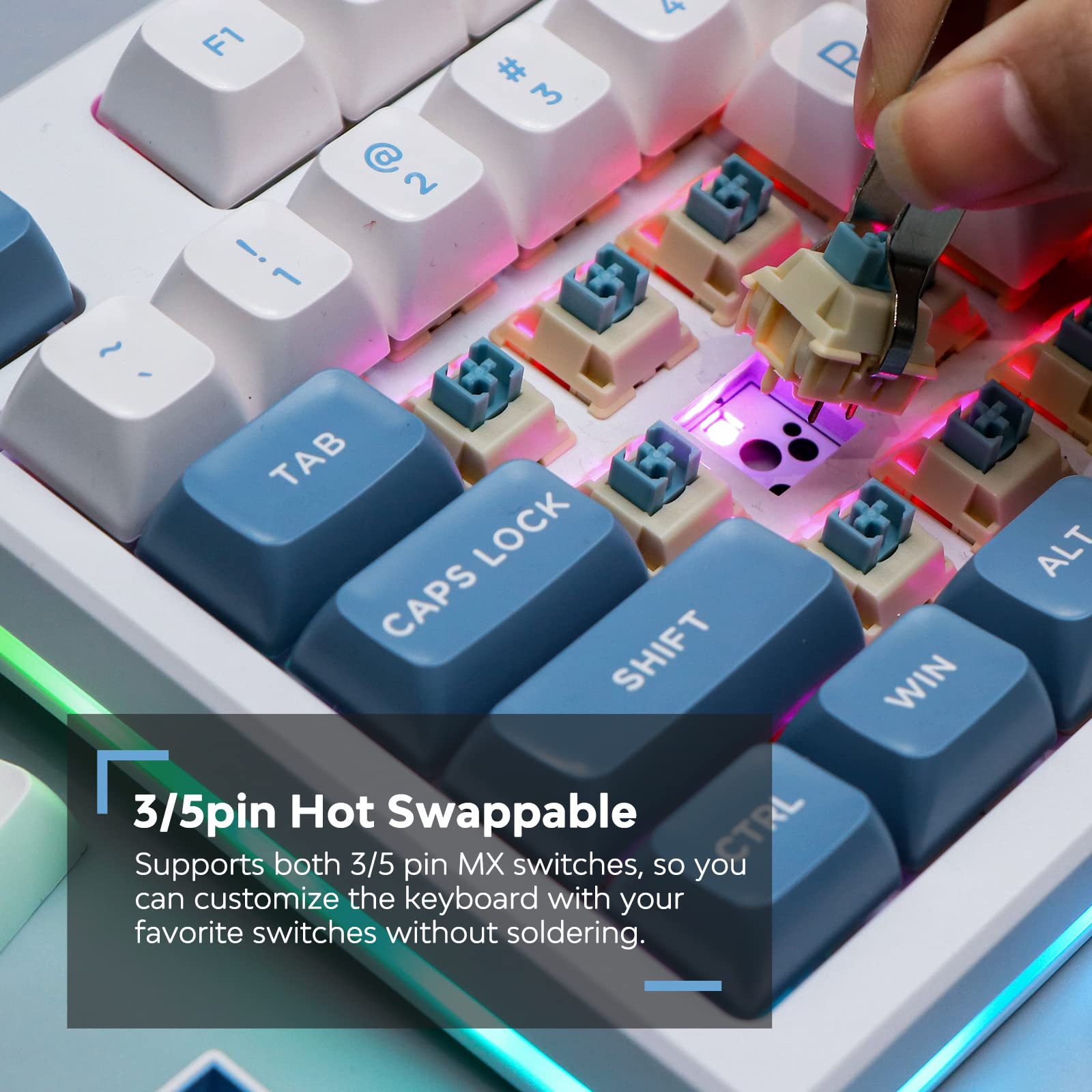 EPOMAKER EP75 75% Mechanical Keyboard, Hot Swap BT5.0/2.4G/USB-C Wired Gaming Keyboard, with 10000mAh Battery, RGB Backlights, Double Shot PBT Keycaps for Linux/Win/Mac(Pampas, Budgerigar Switch)