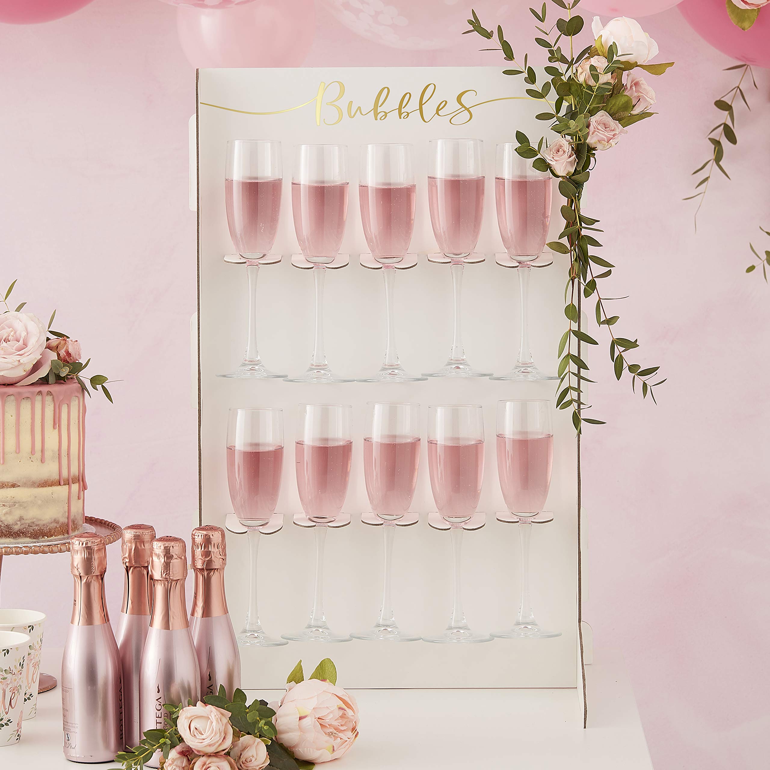 Ginger Ray Prosecco Champagne Bubbly Drinks Wall Drink Holder Wedding Party Decoration, 1.8 L x 39.0 H x 32.0 W (centimeters),White