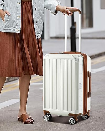 LUGGEX Carry On Luggage 22x14x9 Airline Approved - PC Expandable Hardside Luggage with Spinner Wheels - 4 Metal Corner Hassle-Free Travel