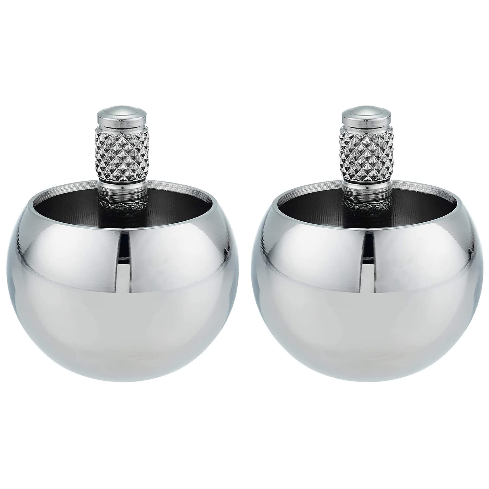 Frobea 2X Tippe Top Metal Flip Over Top Stainless Steel Spinning Top Toy Gift, Silver