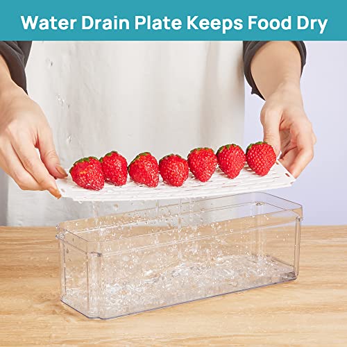 Vtopmart Set of 7 Fridge Organizer, Stackable Fruit Storage Containers for Fridge, Fridge Organizers and Storage Clear with lids, BPA-Free Refrigerator Organizer Bins with Drain Tray for Vegetables, Fruits, Food, Drinks