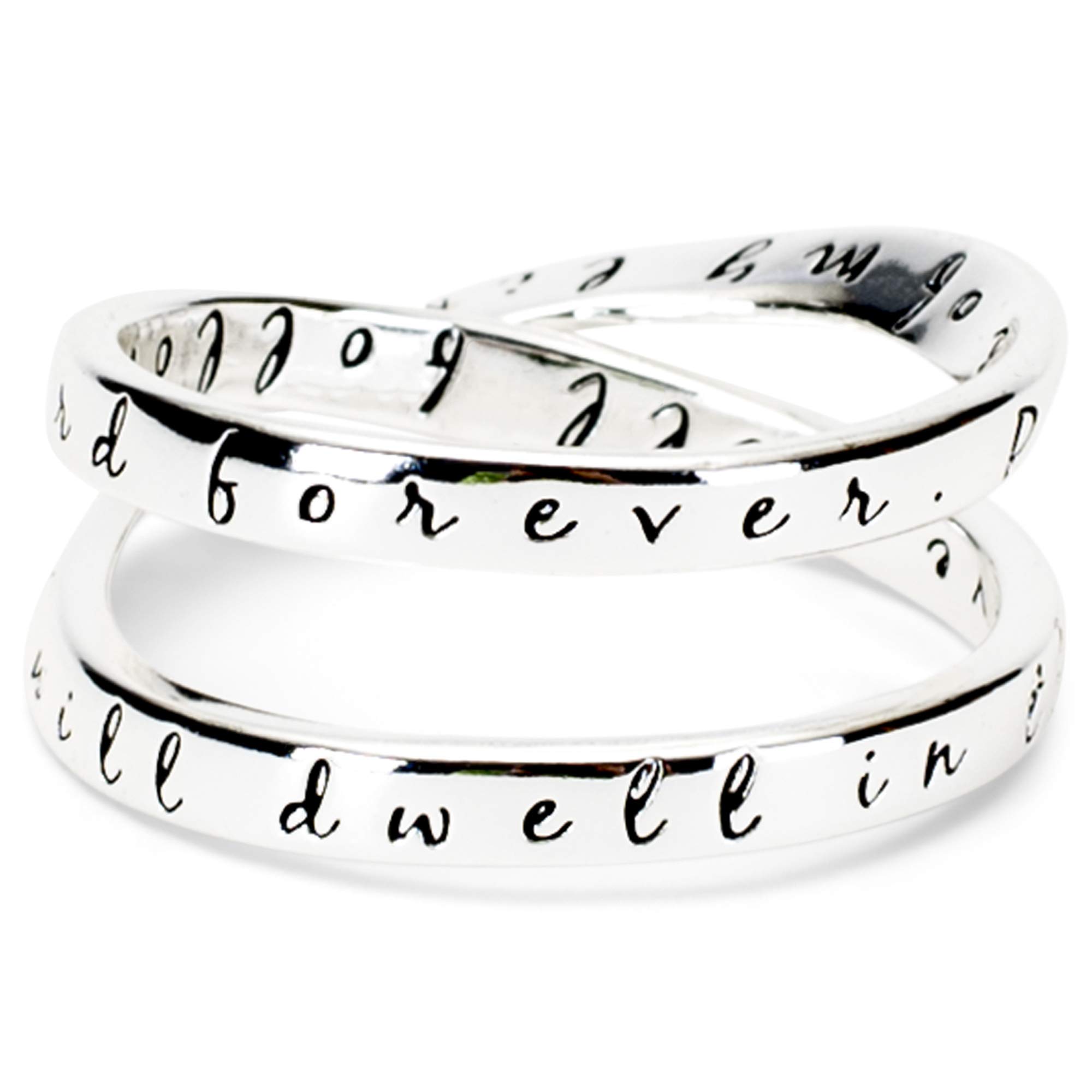 Dicksons Psalms 23:6 Inspirational Women's Double Mobius Silver-Plated Fashion Ring, Size 6
