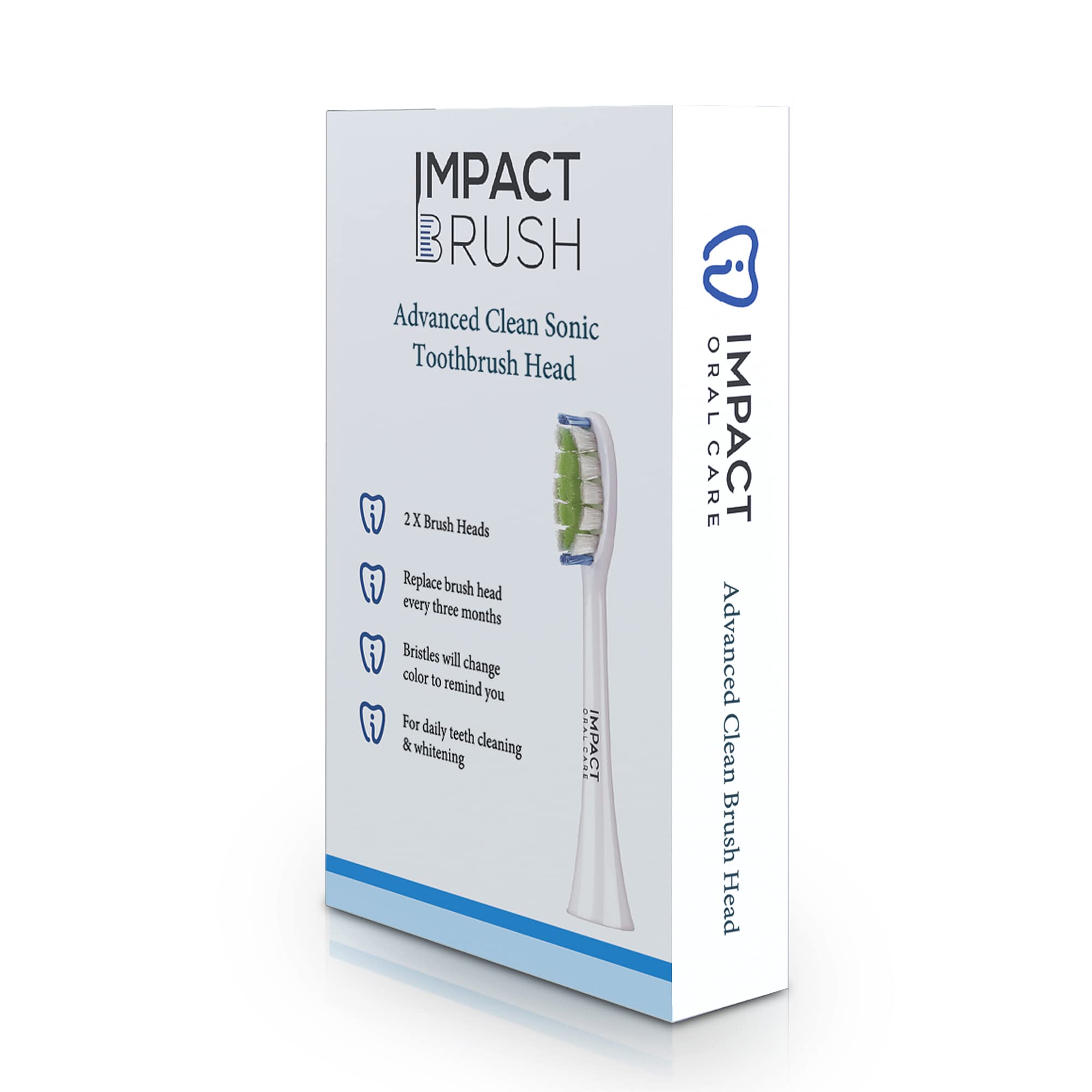 Impact Oral Care Sonic Electric Toothbrush Replacement Head | Advanced Clean | Daily Clean | 2-Pack
