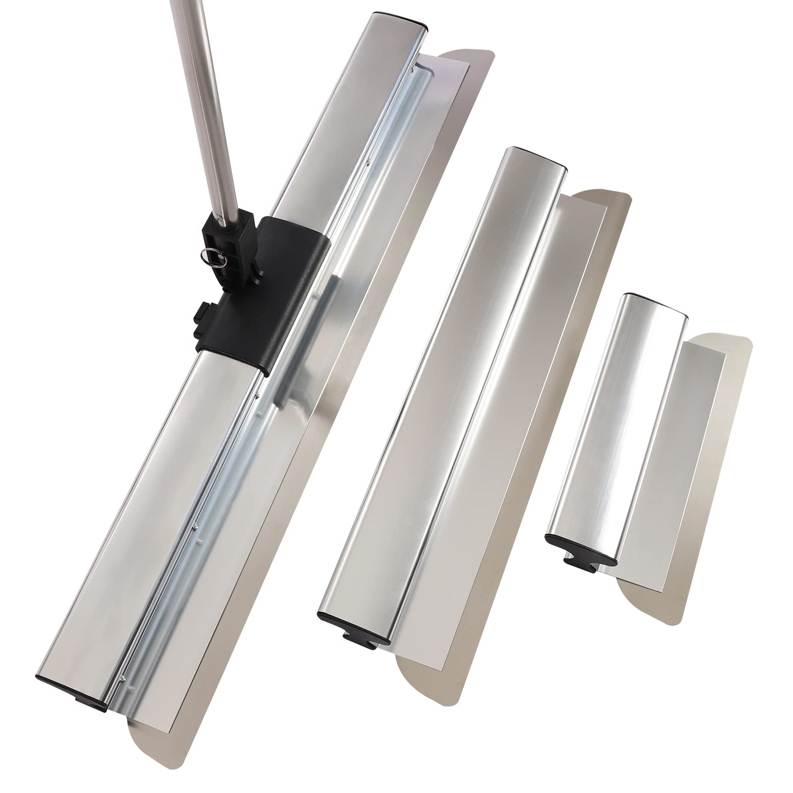 Futchoy Drywall Skimming Blade Set - 12", 22" & 32" Blades + 34.65-80.71"Extension Handle | Pro-Grade | Stainless Steel Construction | High-Impact End Caps