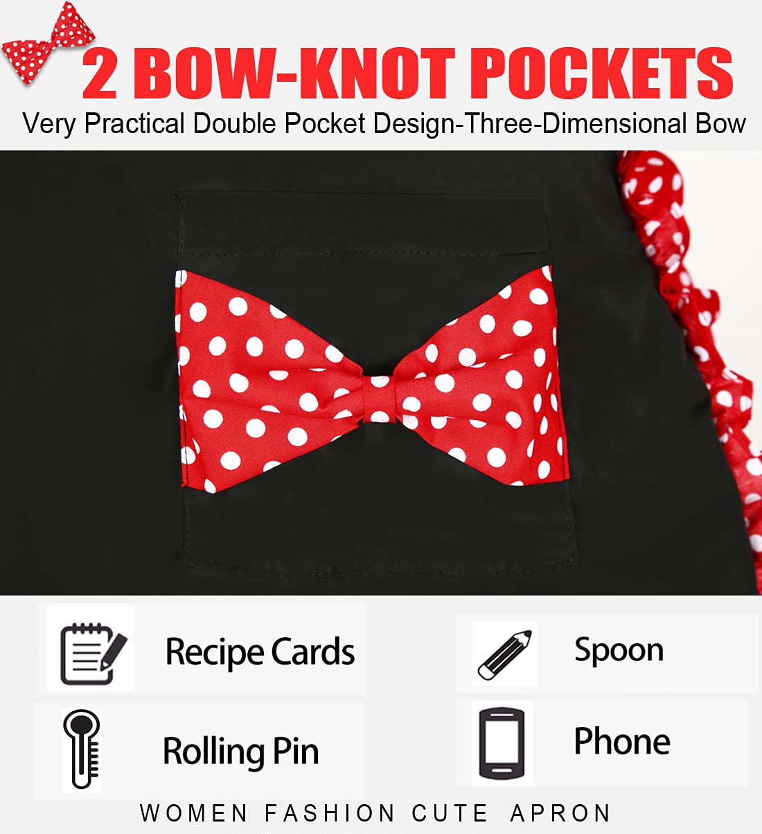 GAGOTE Cute Aprons for women, Girls Vintage Cooing Apron with Pockets for Mothers Day Gift 2 Pack