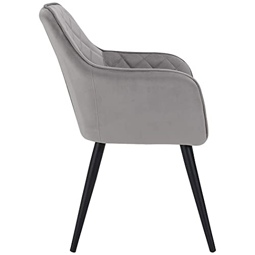 DUHOME Modern Accent Chairs,Home Office Mid-Back Support Mid-Century Arm Chair Leisure Upholstered Chair with Metal Legs Living Room Reception Side Chairs with Armrest (Grey)